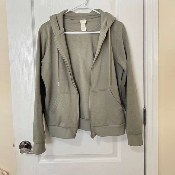 H&M | Jackets & Coats | Hm Muted Green Zip Up Hoodie | Poshmark